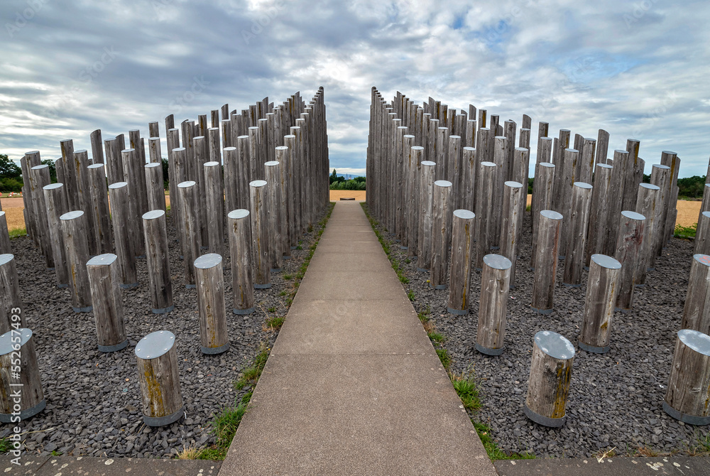 Stangenpyramide in Dreieich im Regionalpark RheinMain Stock Photo ...