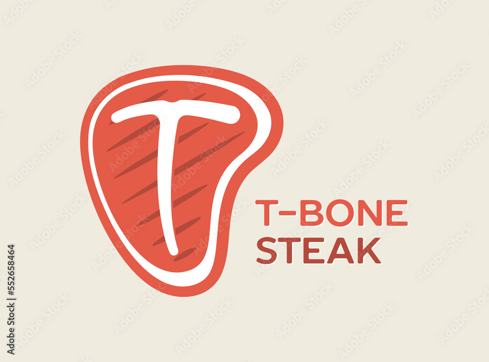 T-shaped steak and bone. T-bone Steak logo or label template. Vector ...