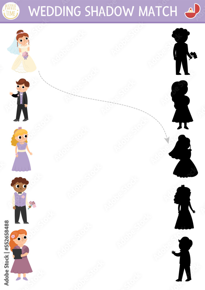 Wedding shadow matching activity with bride, groom and their guests ...