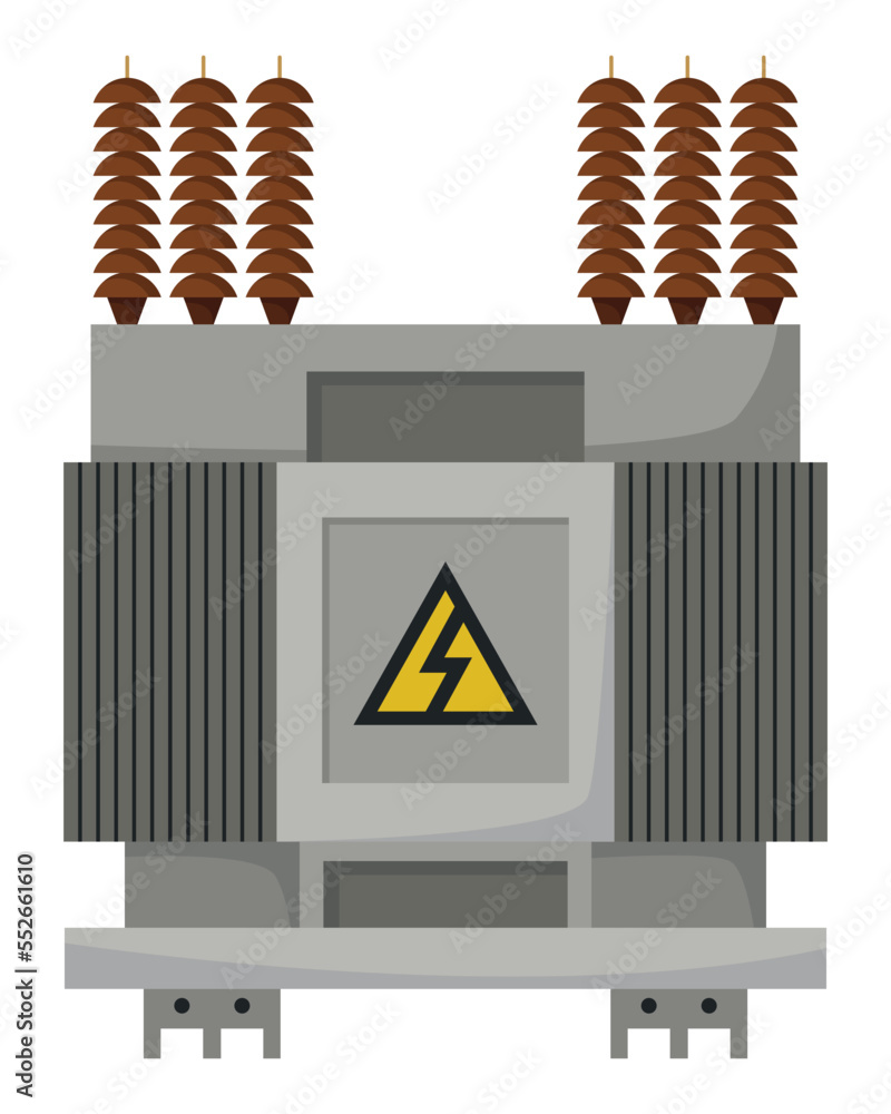High voltage electrical transformer and isolator. Energy substation ...