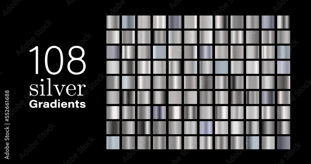 Set of silver gradients icon texture metallic illustration for ribbon ...