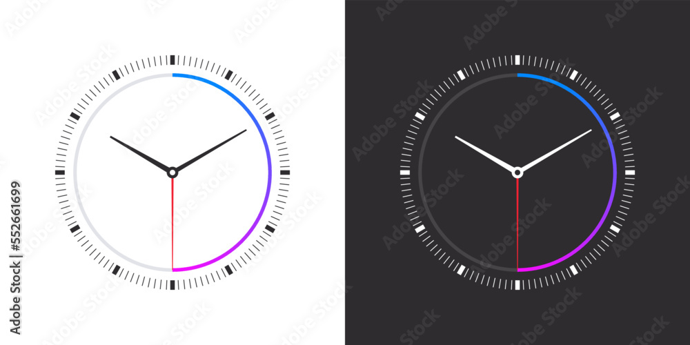 Watch faces. Modern clock faces. Smart watch dial. Clock faces on white ...