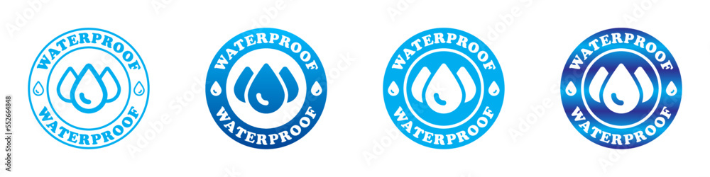 Waterproof icon set. Water proof logo. Vector illustration. Stock ...