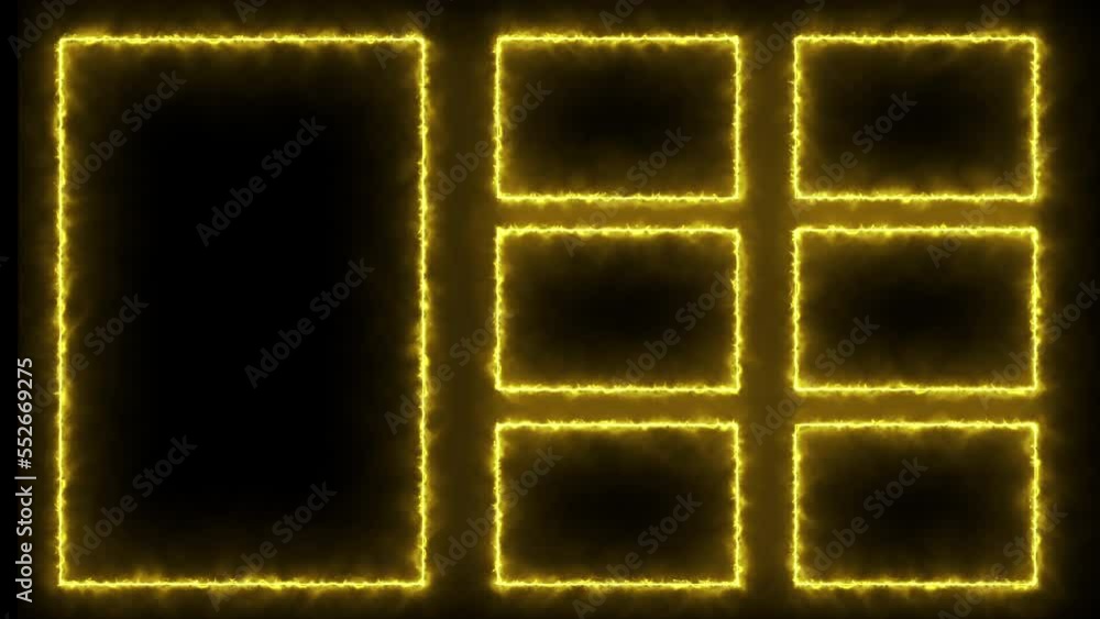 Animated neon frame for captions and titles in a yellow-gold hue with a ...