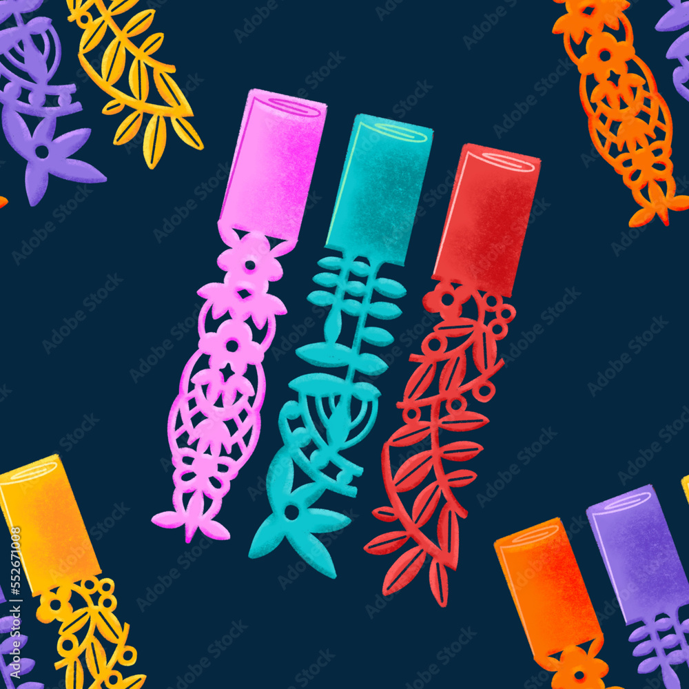 Filipino pastillas candy with handcut paper wrappers on dark blue ...