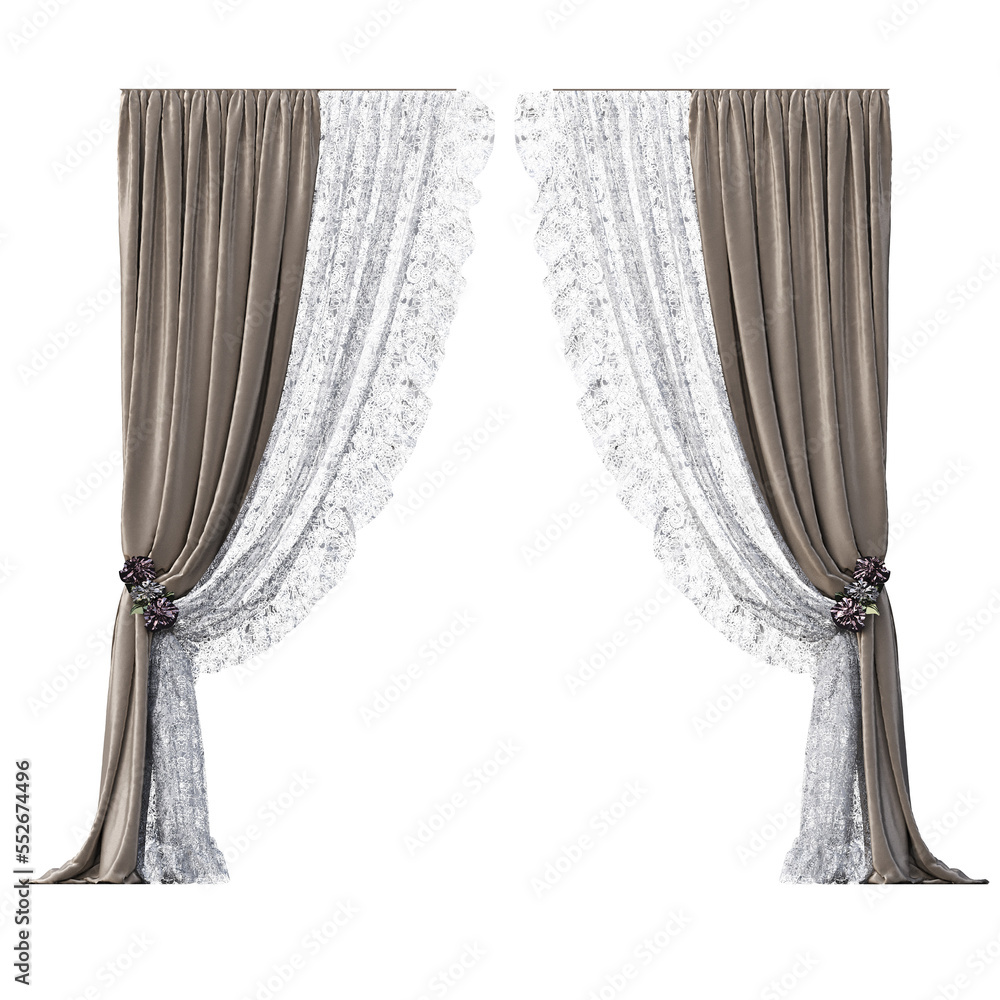curtain isolated on a transparent background, 3D illustration, cg ...
