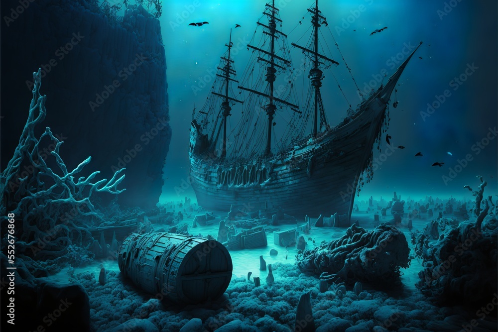 sunken shipwrecks background Stock Illustration | Adobe Stock