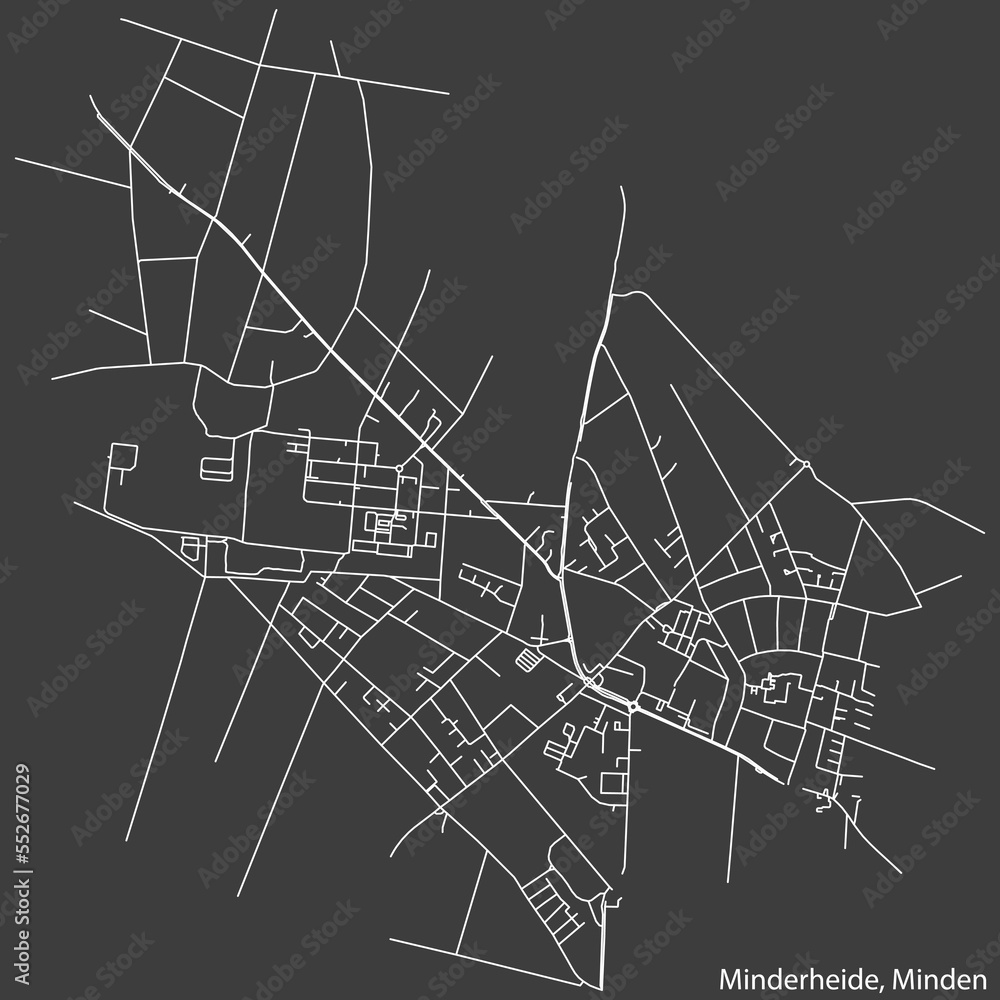 Detailed negative navigation white lines urban street roads map of the ...