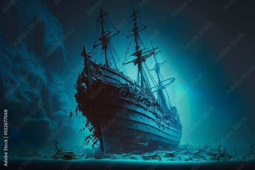 sunken shipwrecks background Stock Illustration | Adobe Stock