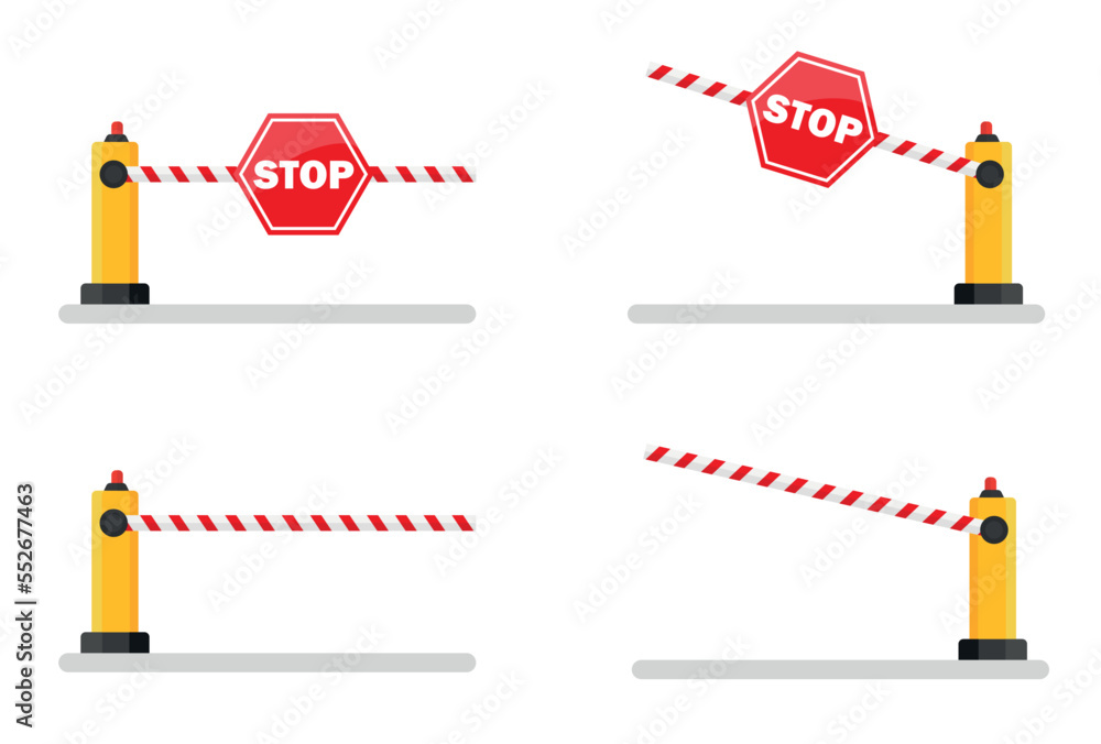 Creative vector illustration of open, closed parking car barrier gate ...