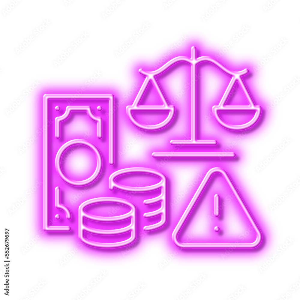 Fraud line icon. Money or financial crime sign. Neon light effect ... Fraud line icon. Money or financial crime sign. Neon light effect ...