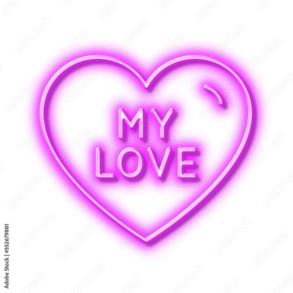 My love line icon. Sweet heart sign. Valentine day. Neon light effect ...