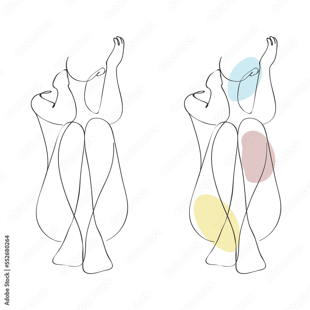 Woman figure sitting down pose continues line art drawing Stock Vector ...