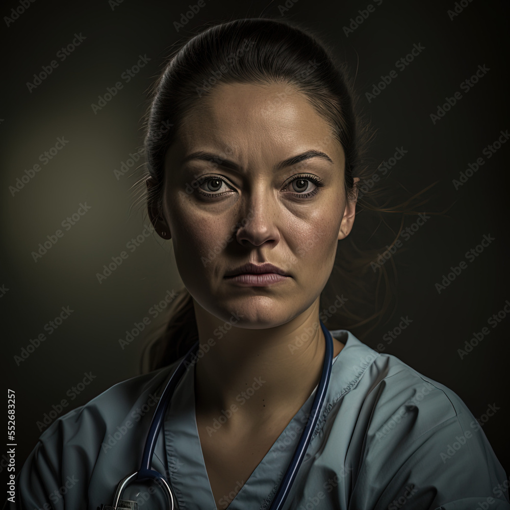 Close up portrait picture of hard working nurse - created using ...