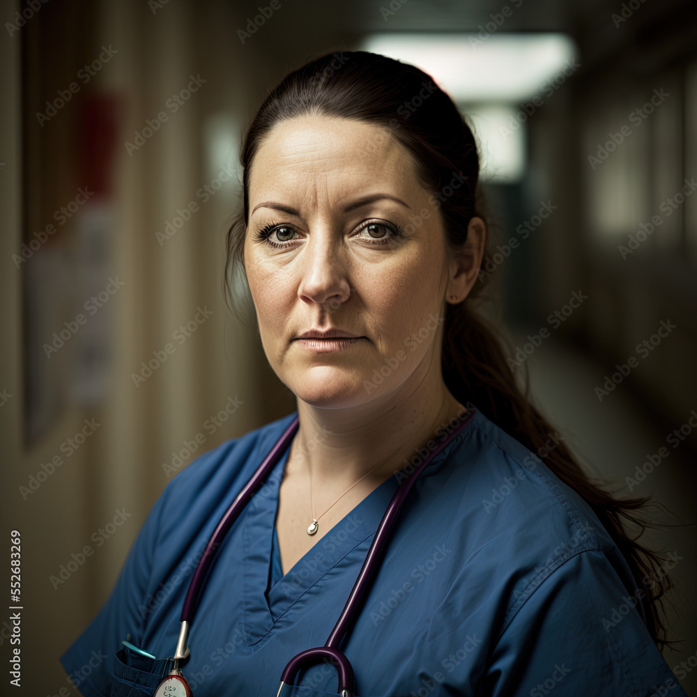 Close up portrait picture of hard working nurse - created using ...