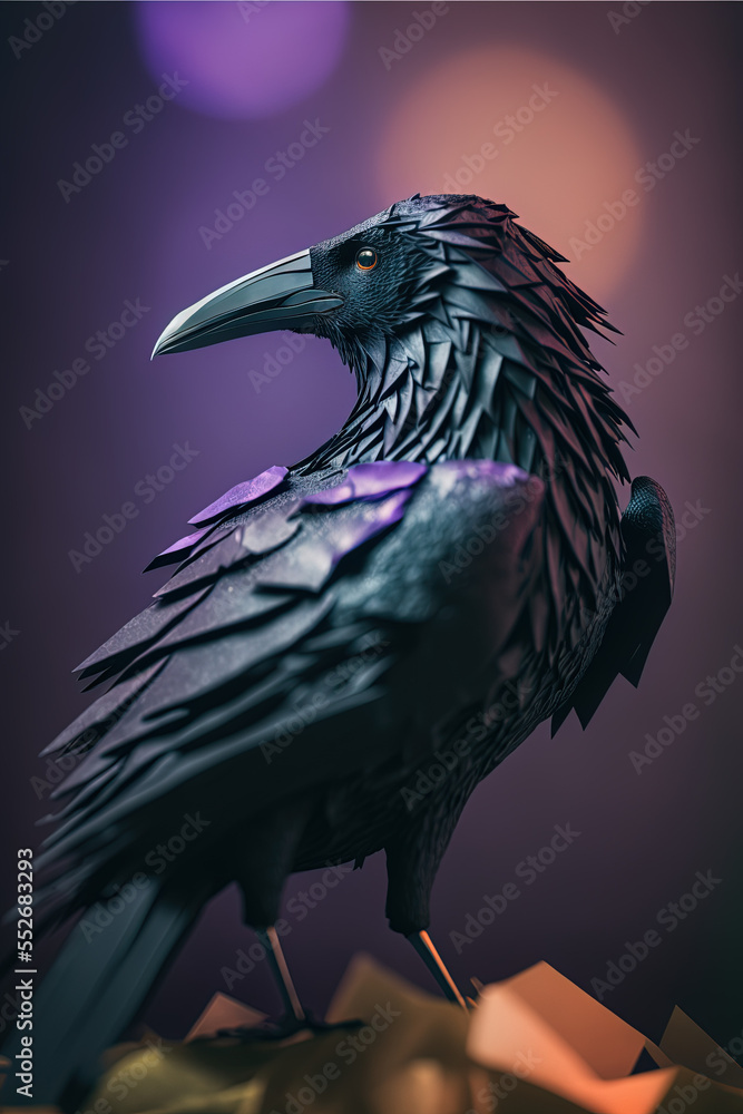 Origami / Papercraft Corvid Bird - Raven Crow Stock Illustration ...