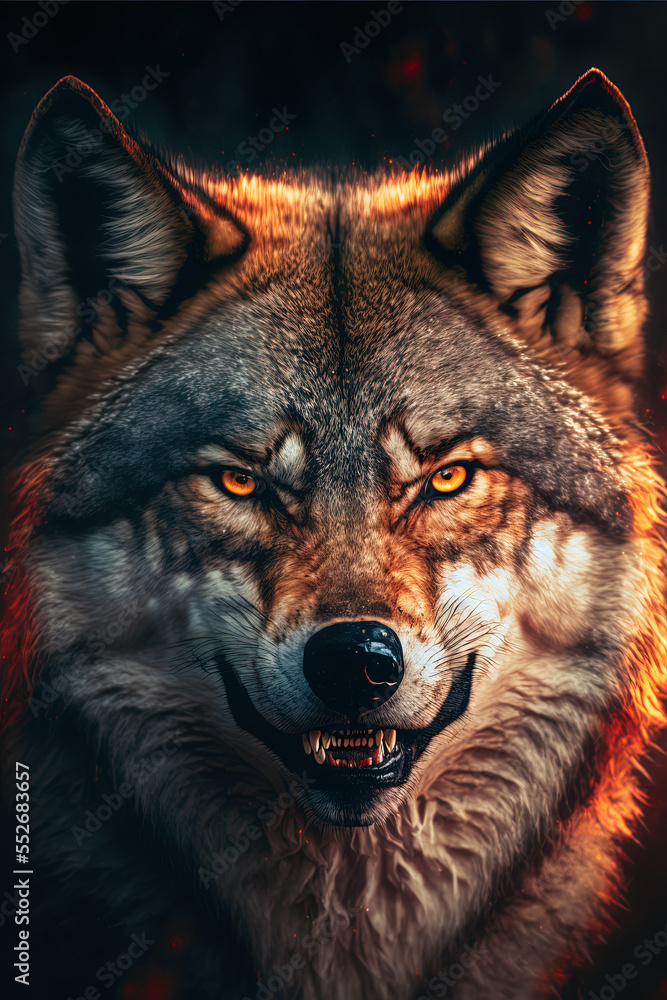 Snarling Red Wolf