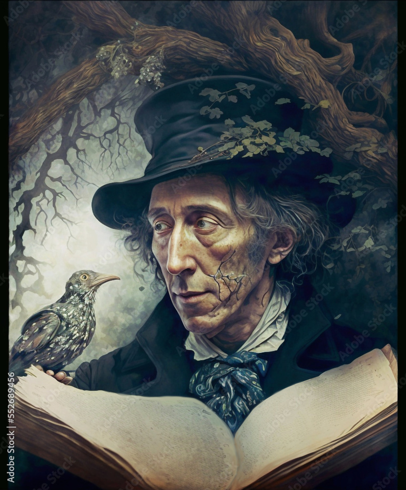 Fantasy portrait of the legendary fairytale writer Hans Christian ...