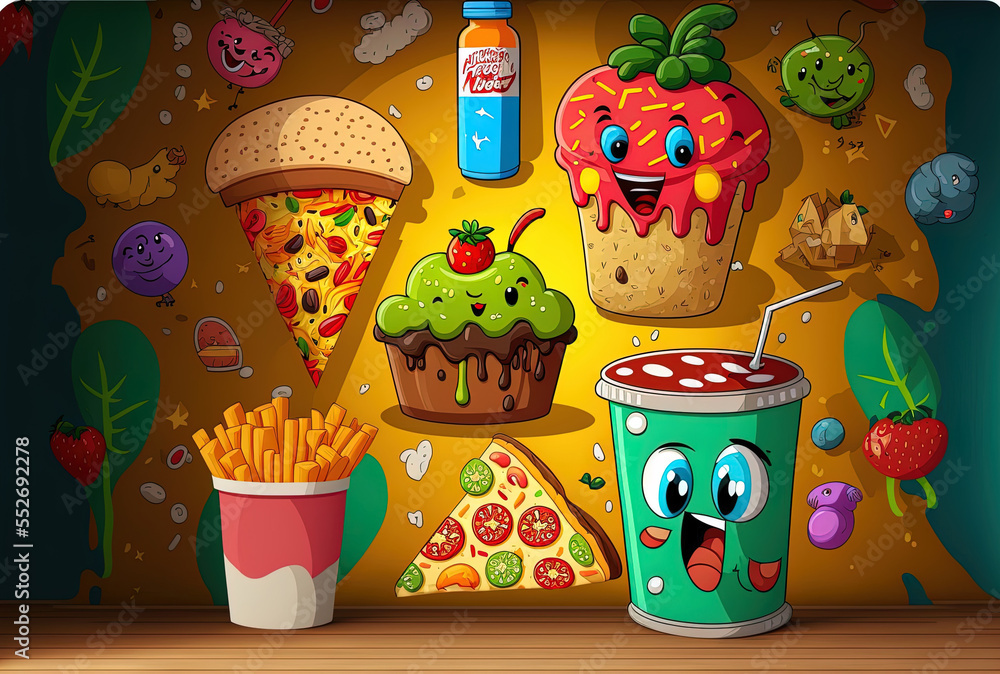 wallpaper with a kids food backdrop and design area. Generative AI ...