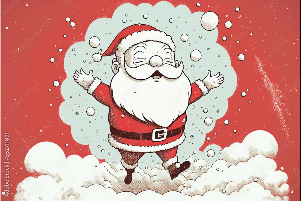 Santa Claus illustration - happy Santa, doodle character. Ai ...