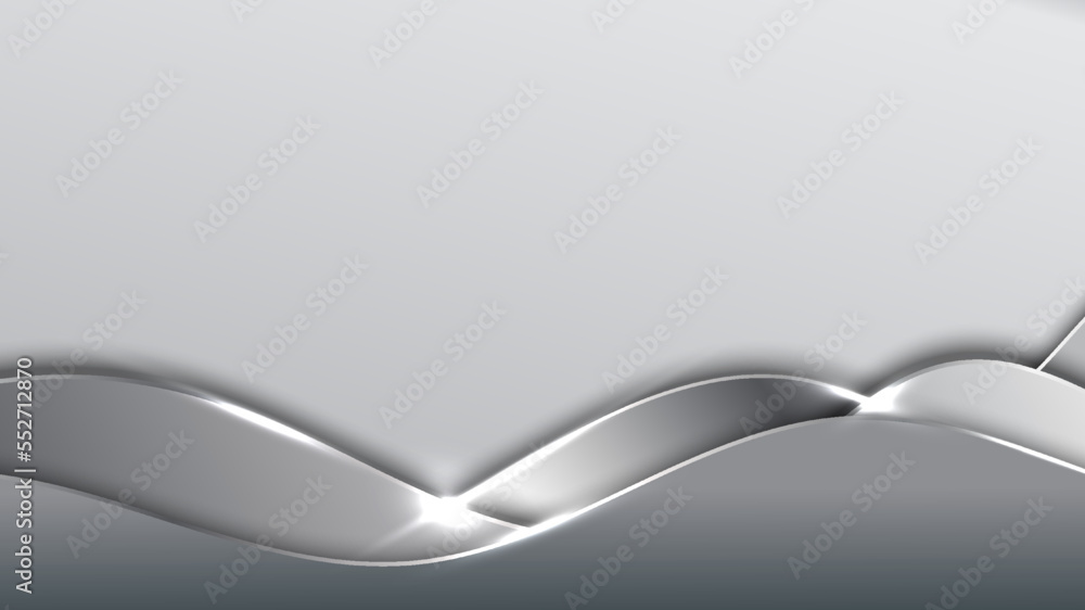 Abstract 3D luxury silver wave lines elements with glowing light effect ...