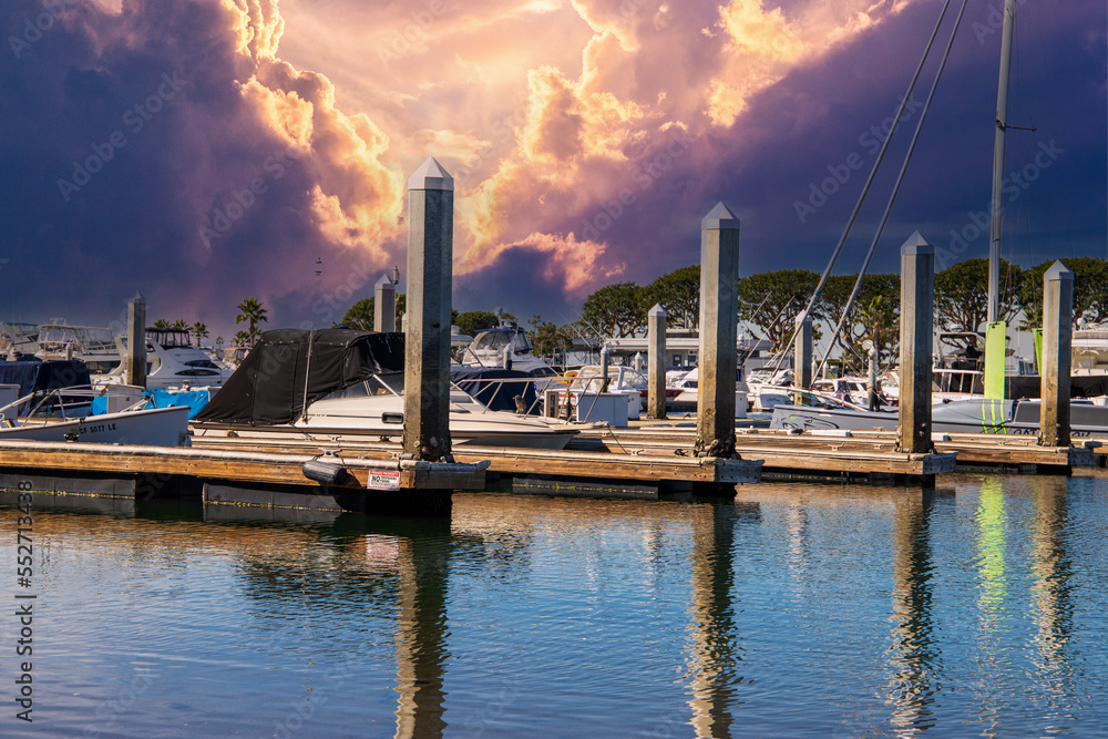 a gorgeous summer landscape at Huntington Harbour with boats and yachts ...