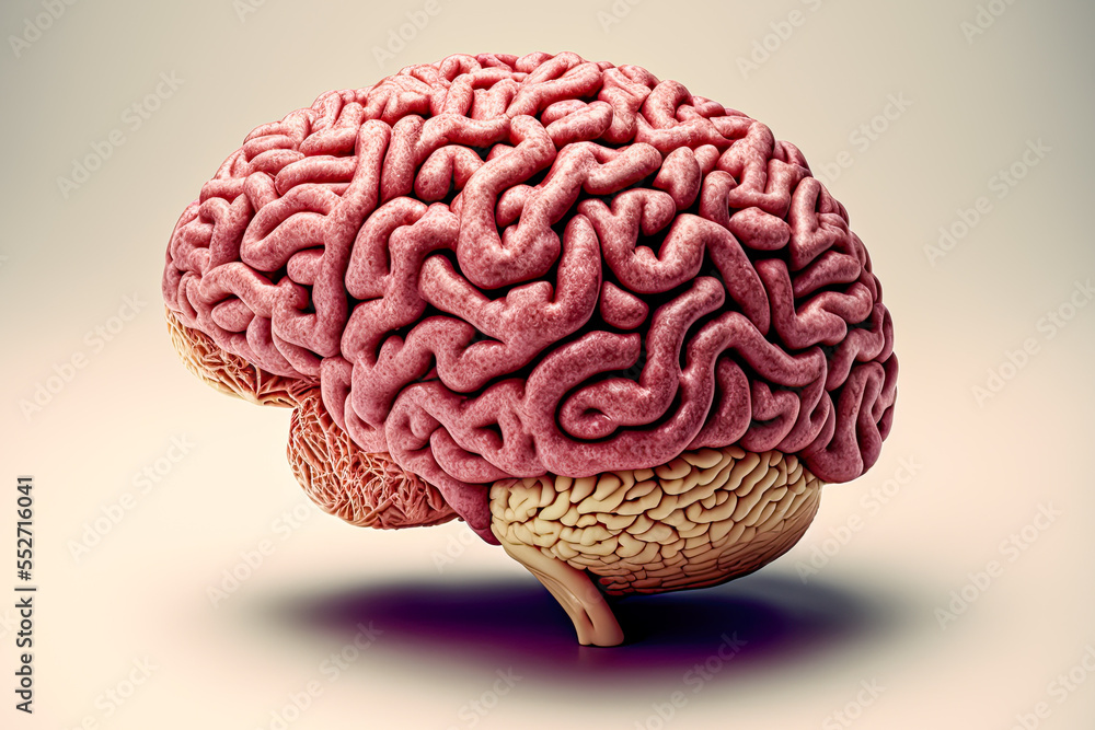 Human brain made of ground beef. Generative AI Stock Illustration ...