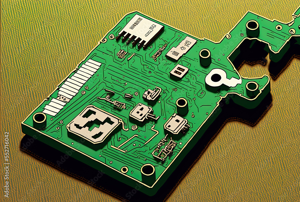 key at an acute angle on the circuit board. Generative AI Stock ...