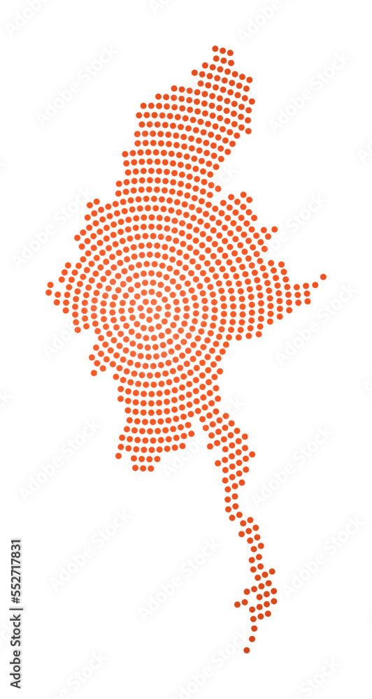 Vetor de Myanmar dotted map. Digital style shape of Myanmar. Tech icon ...