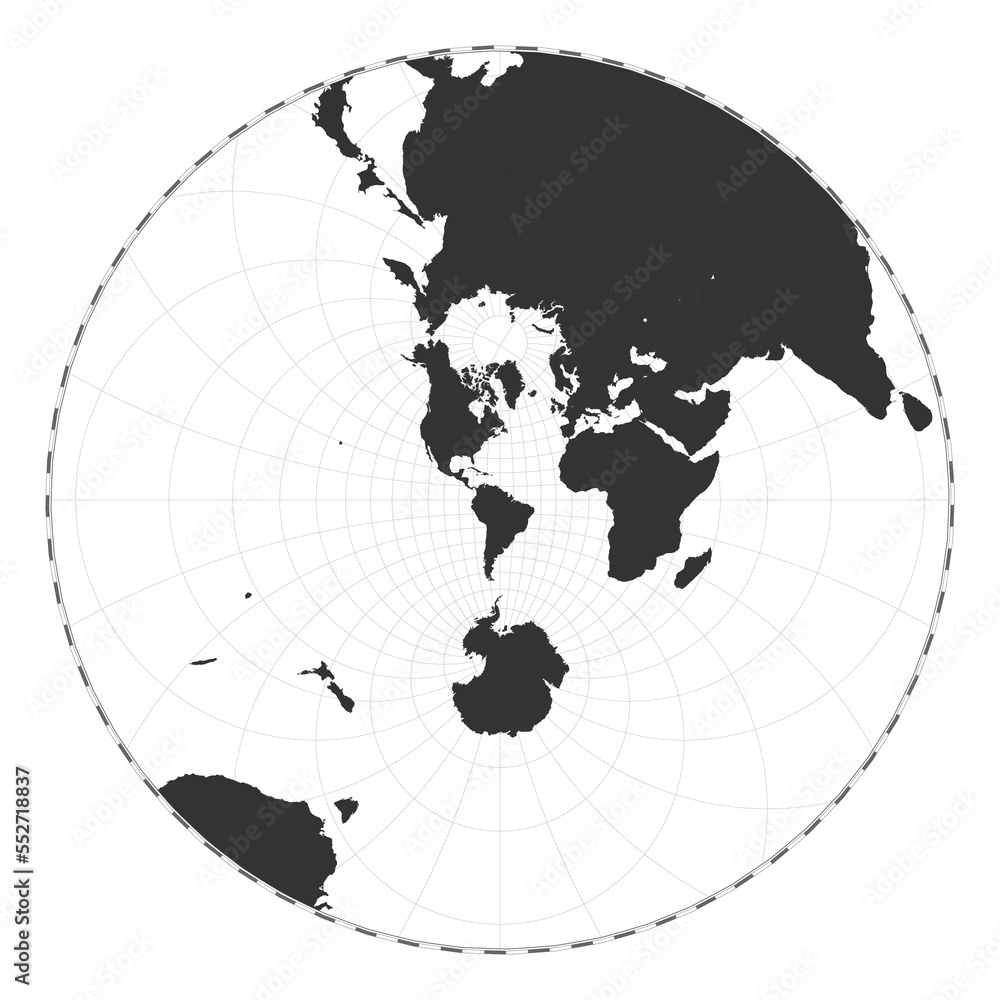 Vector world map. Stereographic. Plan world geographical map with ...