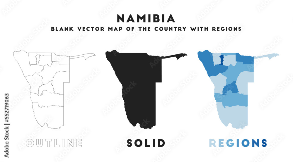 Namibia map. Borders of Namibia for your infographic. Vector country ...