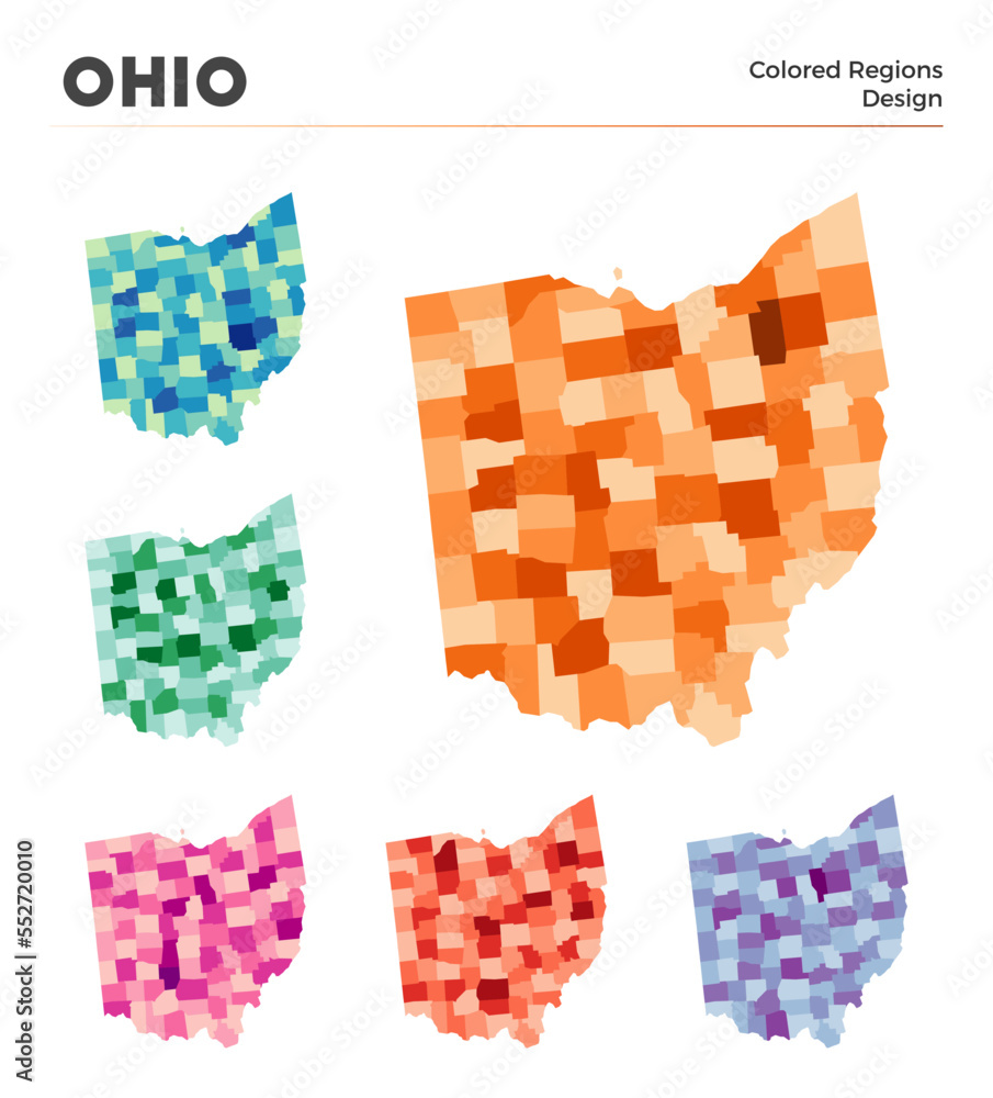 Ohio map collection. Borders of Ohio for your infographic. Colored us ...