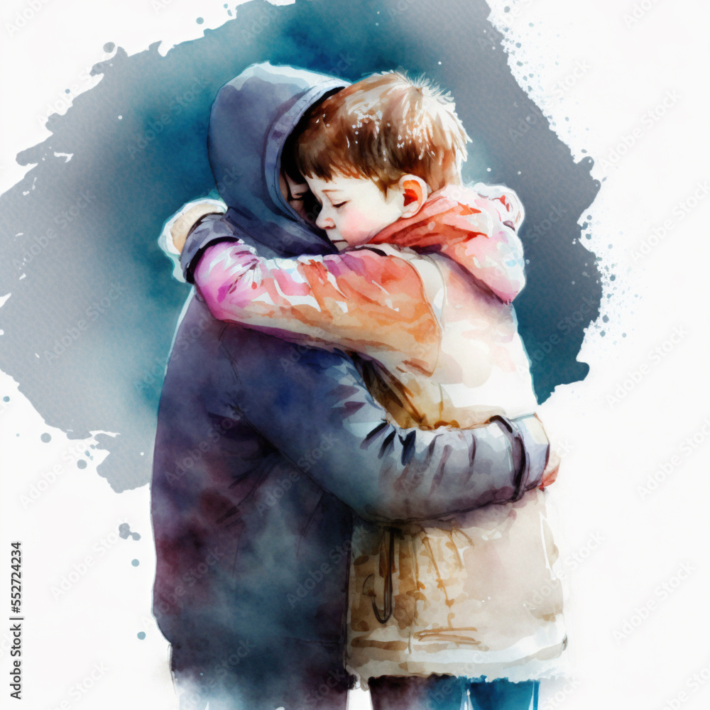 Two boys hugging, created with Generative AI technology Stock ...