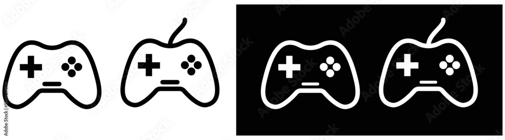 game console icon set. style sign symbol. symple video game controller ...
