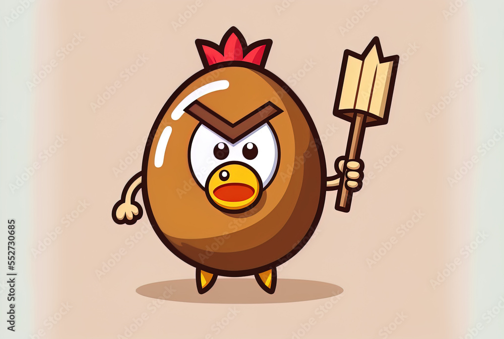 Character mascot of a brown chicken egg with an archery target and a ...