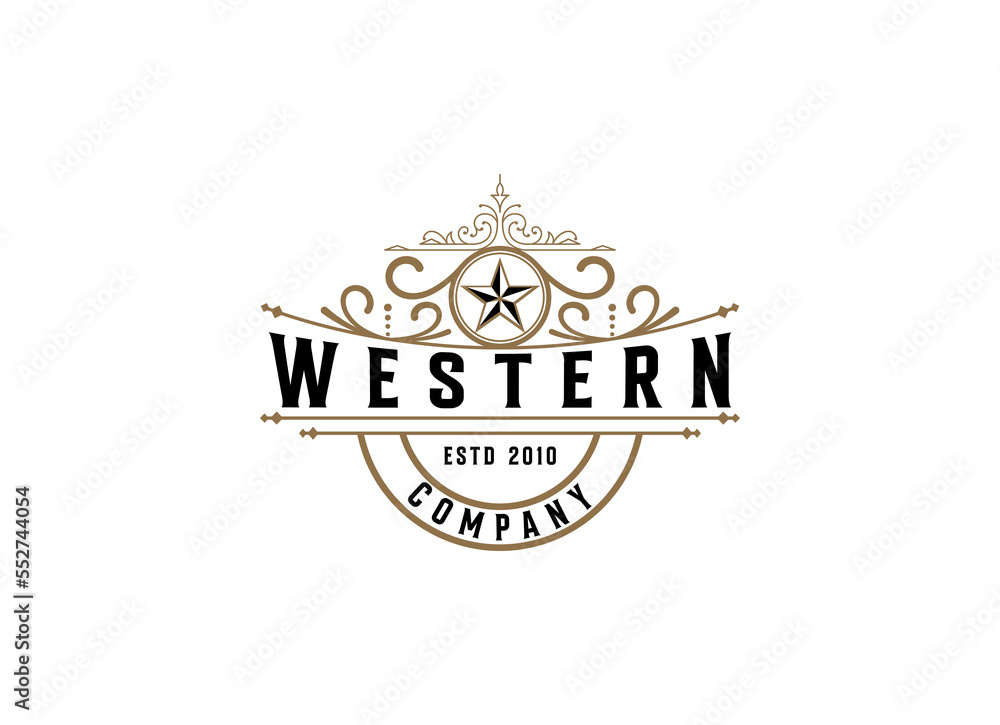 Vintage Retro Western Country Emblem Texas Logo design Stock Vector ...