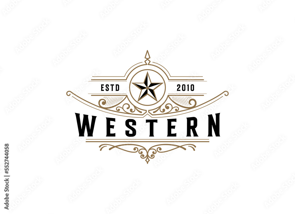 Vintage Retro Western Country Emblem Texas Logo design Stock Vector ...