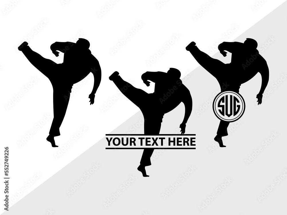 Karate Monogram, Karate Silhouette, Martial Arts Silhouette Svg, Karate ...