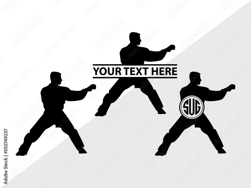 Karate Monogram, Karate Silhouette, Martial Arts Silhouette Svg, Karate ...