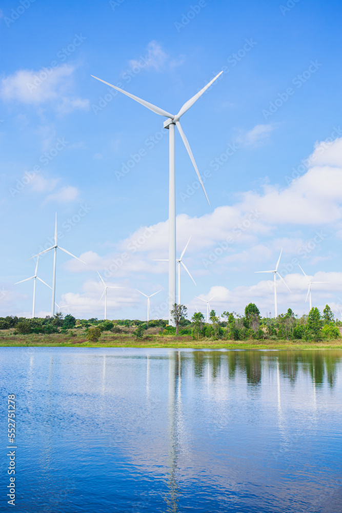 Powerful Wind turbine farm for pure energy production on Beautiful ...