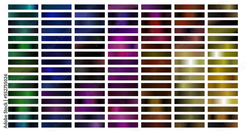 Dark Metal and Color Gradient Collection of Swatches. Stock Vector ...