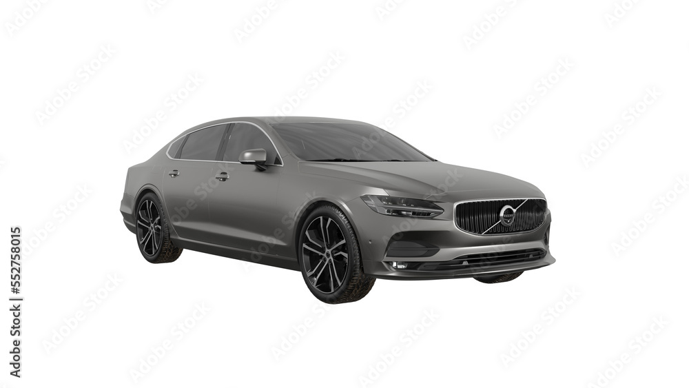 VOLVO S90, 3d rendering of VOLVO grey car on PNG transparent background ...