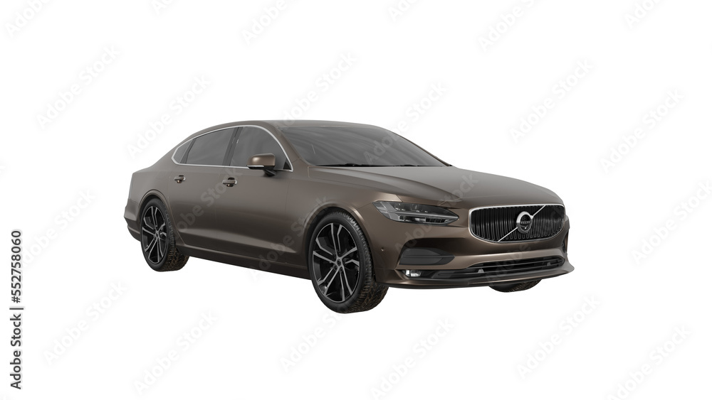 VOLVO S90, 3d rendering of VOLVO Platinum Grey car on PNG transparent ...