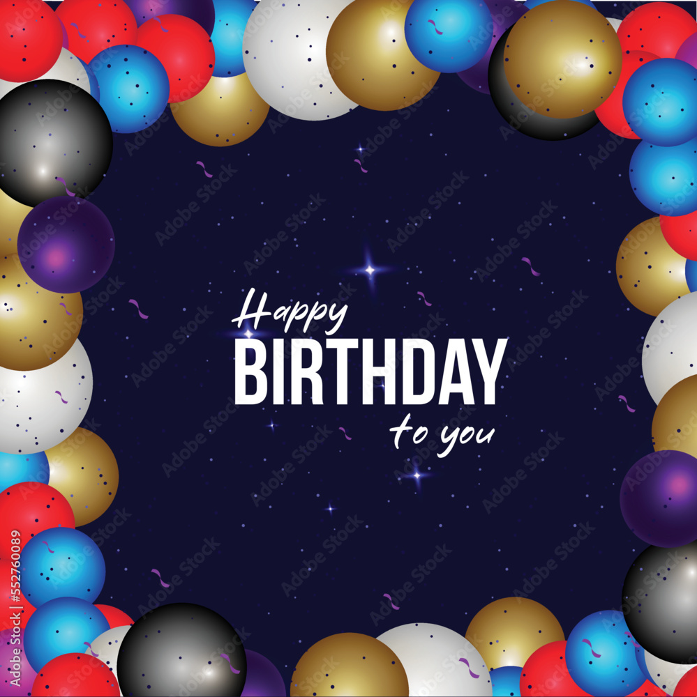 Vector happy birth day design with balloons and luxury background Stock ...