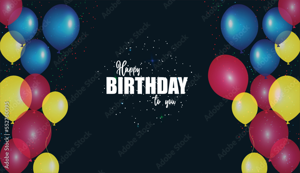 Realistic birth day design with balloons and luxury background Stock ...