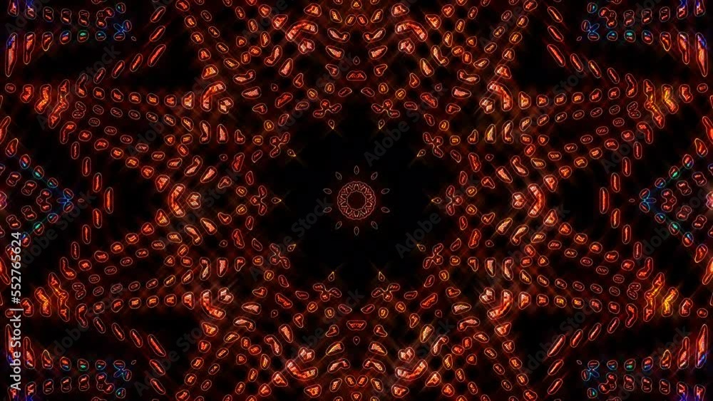 3D Animated digital abstract. Colorful curved and circular lines on ...