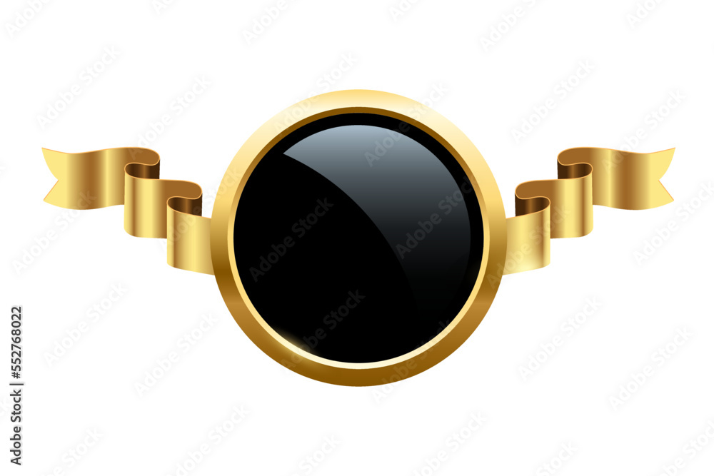 Gold circle frame and ribbon with shine and sparkle light effect, 3d ...