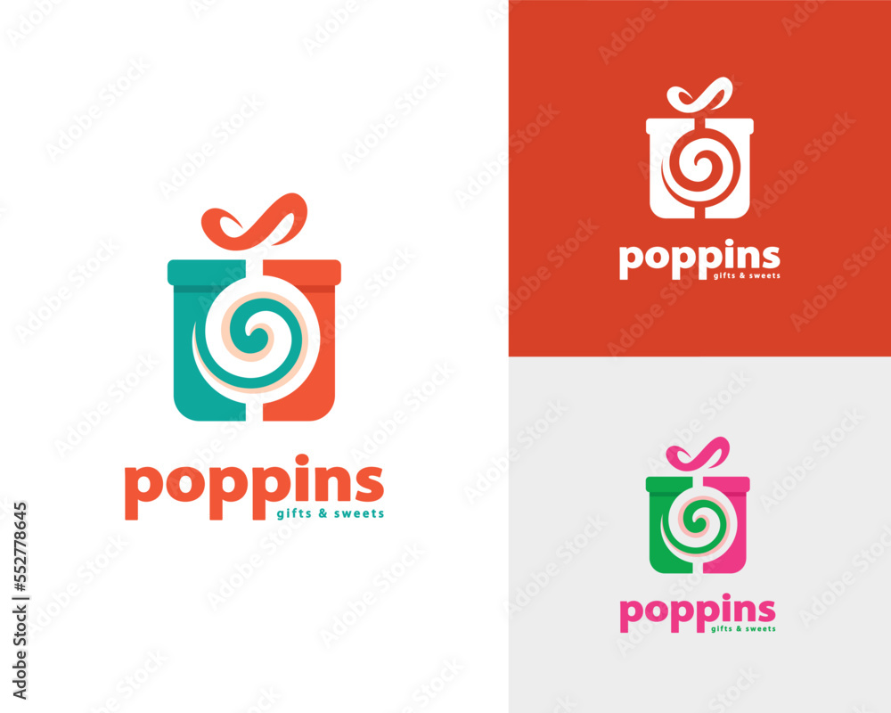 candy gift box logo vector illustration Stock Vector | Adobe Stock