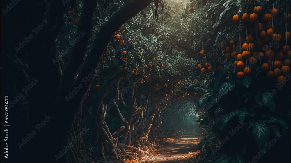 Nature 4K Wallpaper, Jungle, Path, Landscape Stock Illustration | Adobe ...