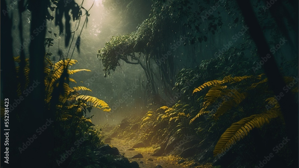 Nature 4K Wallpaper, Yellow Forest, Landscape Stock Illustration ...
